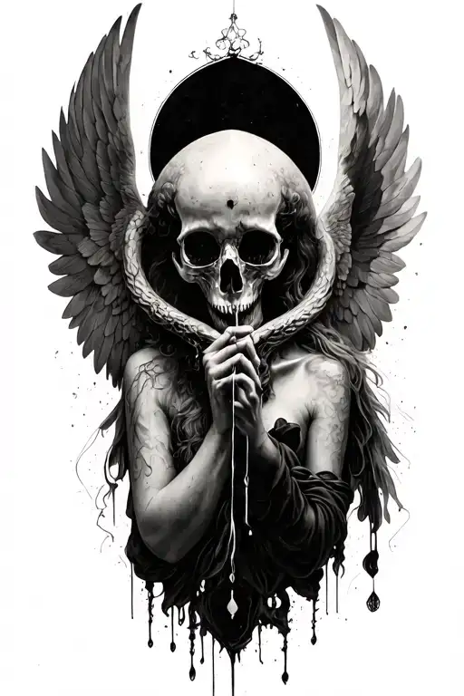 Realism "Memento Mori Last Tear Of Luciffer With..." Tattoo - BlackInk AI