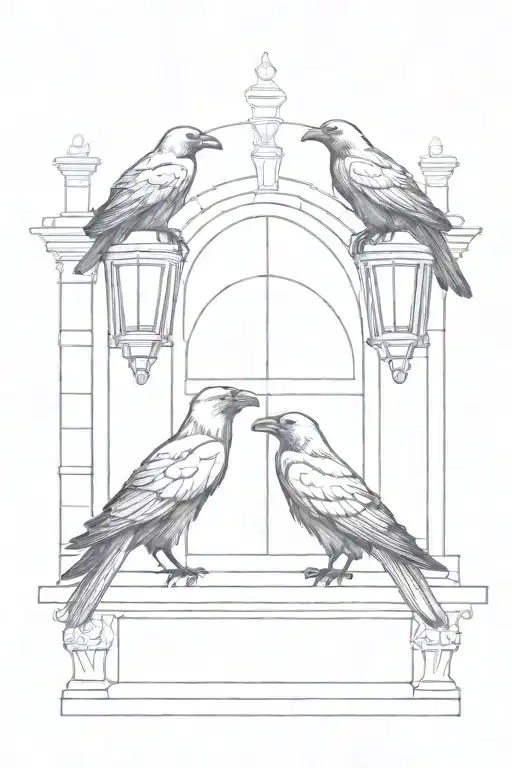 Minimalist "Simple Line Drawing Of Three Ravens..." Tattoo - BlackInk AI