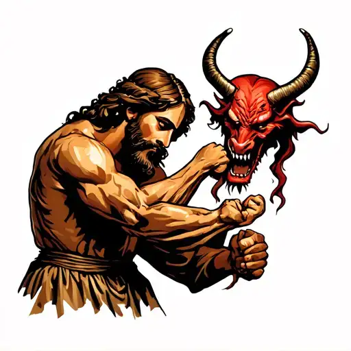 Jesus And Devil Arm Wrestling Tattoo The Satan Conspiracy... Satan Is