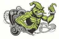 Tribal "Grinch Pulling Power Switch" Tattoo - BlackInk AI