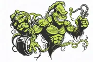 Tribal "Grinch Pulling Power Switch" Tattoo - BlackInk AI