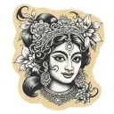 Traditional "Radha Face With Name Radha In Hindi Text" Tattoo - BlackInk AI