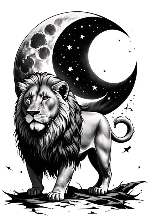 932+ Lion Moon Tattoo Ideas in 2025 - BlackInk AI