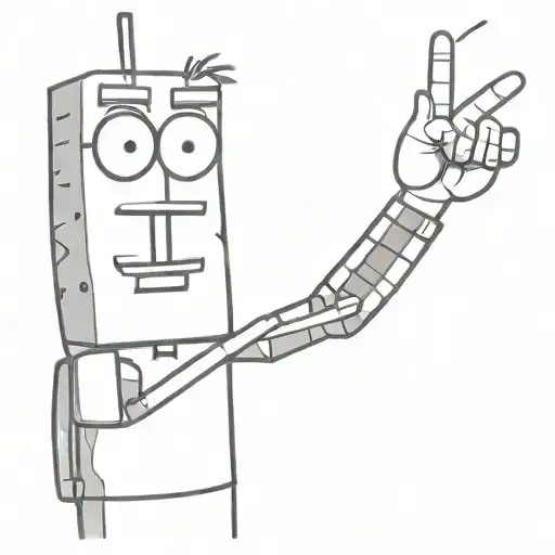 Simplistic Drawing Of Doodlebob Holding... Temporary Tattoo - BlackInk AI