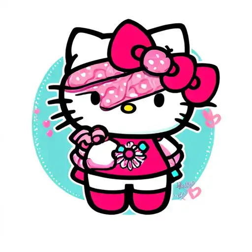 Neo-Traditional "Hello Kitty" Tattoo - BlackInk AI