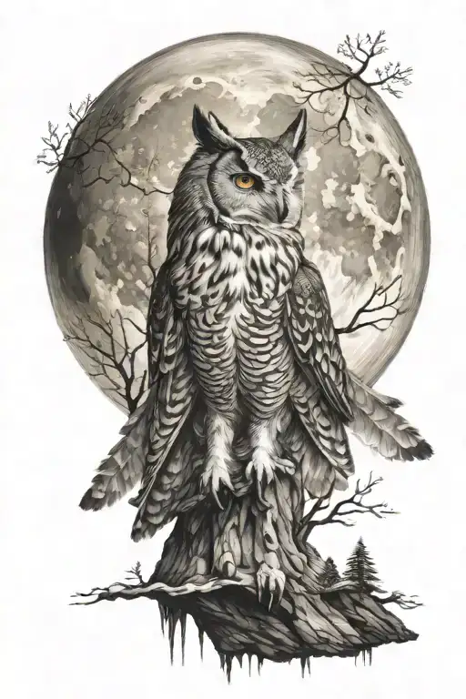 1226+ Owl And Moon Tattoo Ideas in 2025 - BlackInk AI