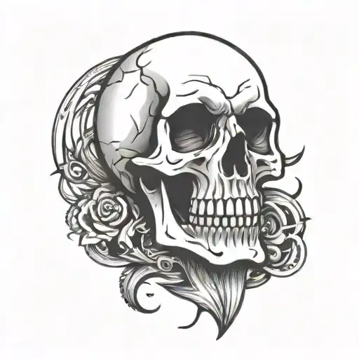 Sketch "Skull Simple Cartoon Outline Basic..." Tattoo - BlackInk AI