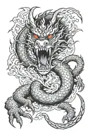 Traditional "Western Dragon Emerging From Fiery..." Tattoo - BlackInk AI