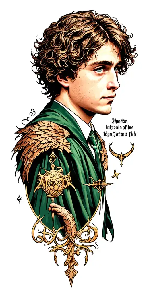 Traditional "Harry Potter And Lord Of The Rings" Tattoo - BlackInk AI