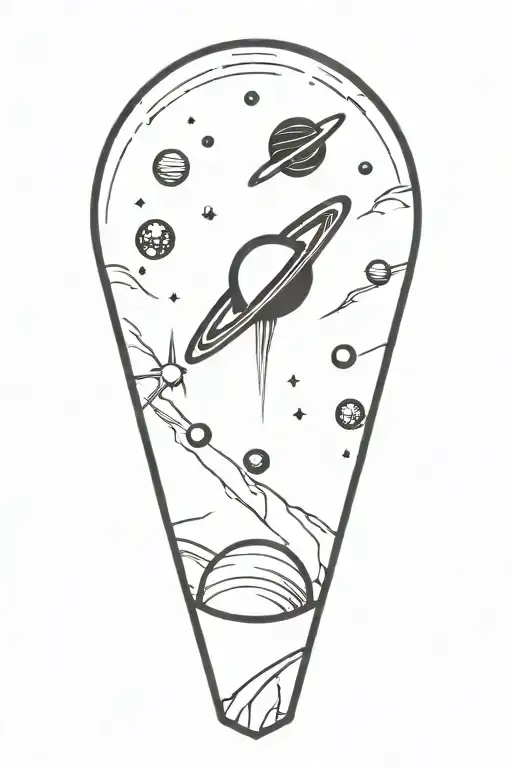 Stencil "Space" Tattoo - BlackInk AI