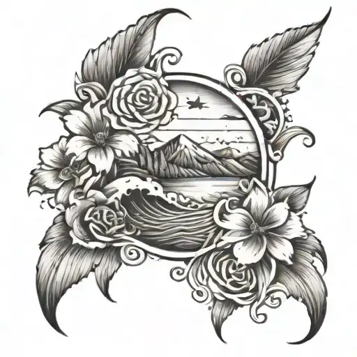 1921+ Wave Flower Tattoo Ideas - BlackInk AI