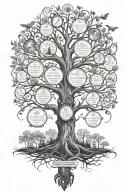 Black and Grey "Gothic Family Tree Surrounded" Tattoo - BlackInk AI
