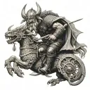 Realism "Viking Warrior Riding A Dragon Into..." Tattoo - BlackInk AI