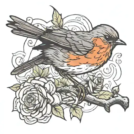 Neo-Traditional "Robin" Tattoo - BlackInk AI