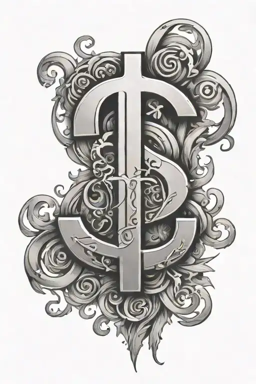 Black and Grey "Dollar Sign" Tattoo - BlackInk AI