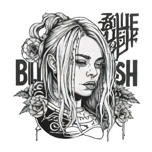 Black and Grey "Billie Eilish Logo Outline With Some Of..." Tattoo ...